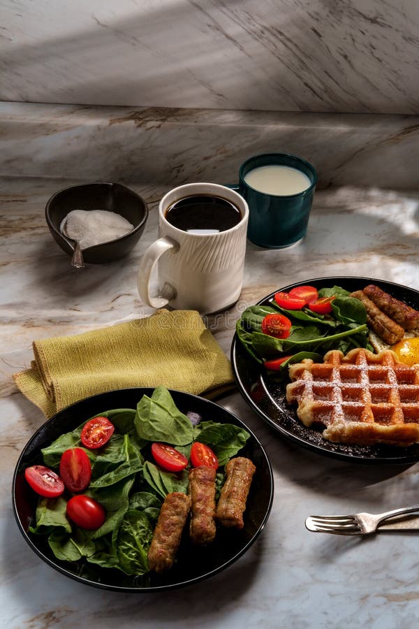 Belgian Waffle Breakfast stock photo. Image of belgium - 198873412