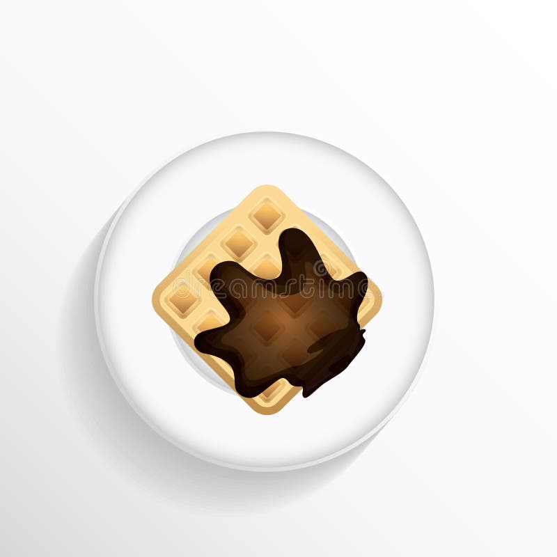 Belgian Waffle with Chocolate Syrup. Vector Illustration Decorative ...