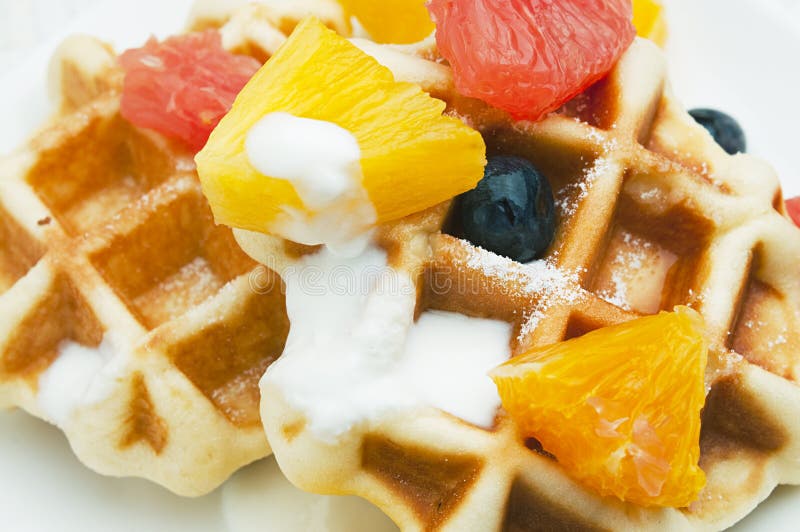 Belgian waffles stock photo. Image of fruits, table, breakfast - 25841896