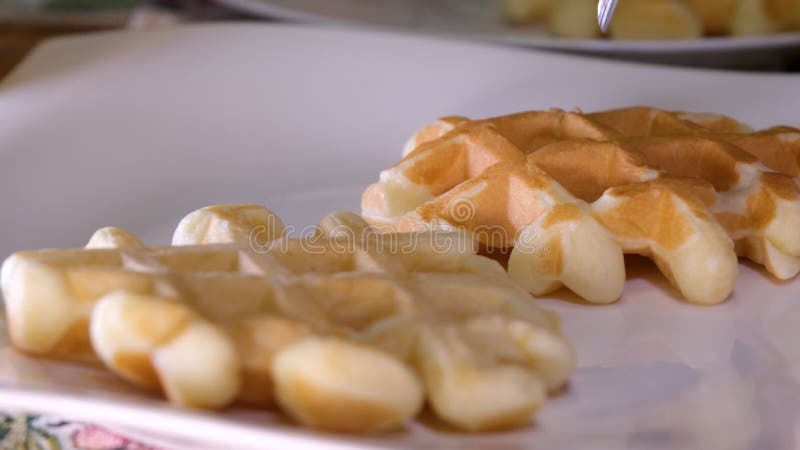 Belgian Waffles Close-up. Waffle Texture or Background. Viennese ...