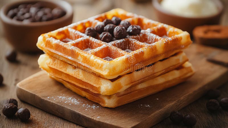 Belgian Waffles, Golden and Crispy, Isolated on White Background ...