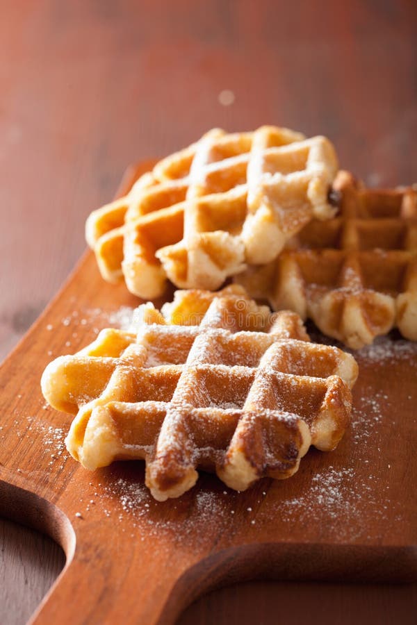 Belgian Waffles with Icing Sugar Stock Image - Image of sweet, fresh ...