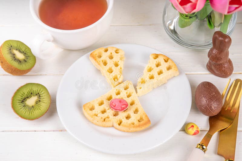 Belgian Waffles Shaped in Form of Easter Bunny Rabbit Stock Image ...