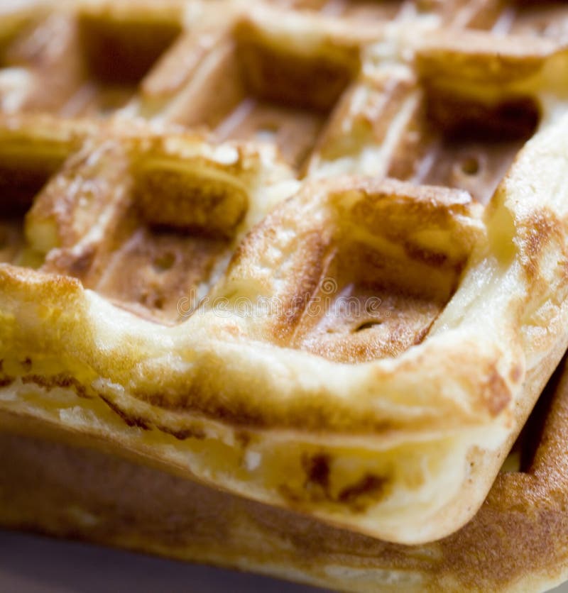 Belgian Waffles: Up Close and Personal Stock Photo - Image of ...