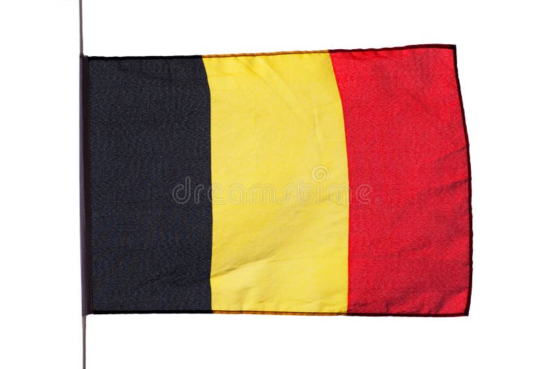 Belgische Vlag in De Wind Op Een Witte Achtergrond Stock Afbeelding ...