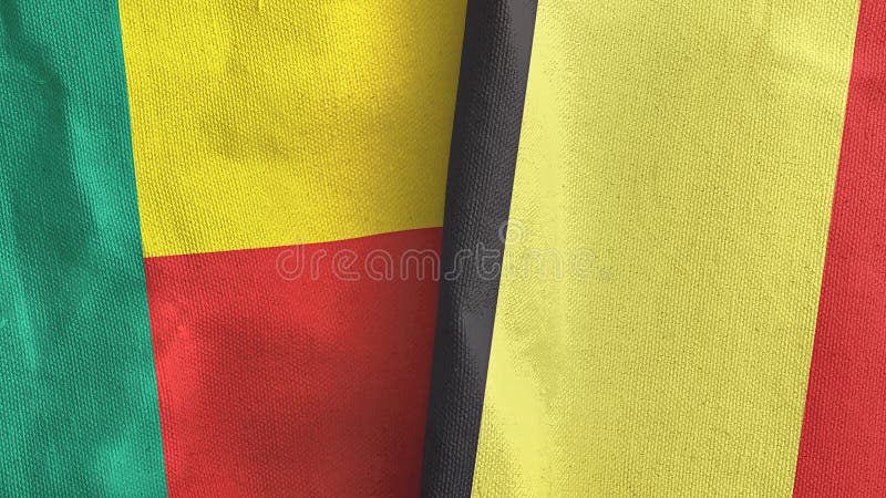 Belgium and Benin Two Flags Textile Cloth 3D Rendering Stock ...