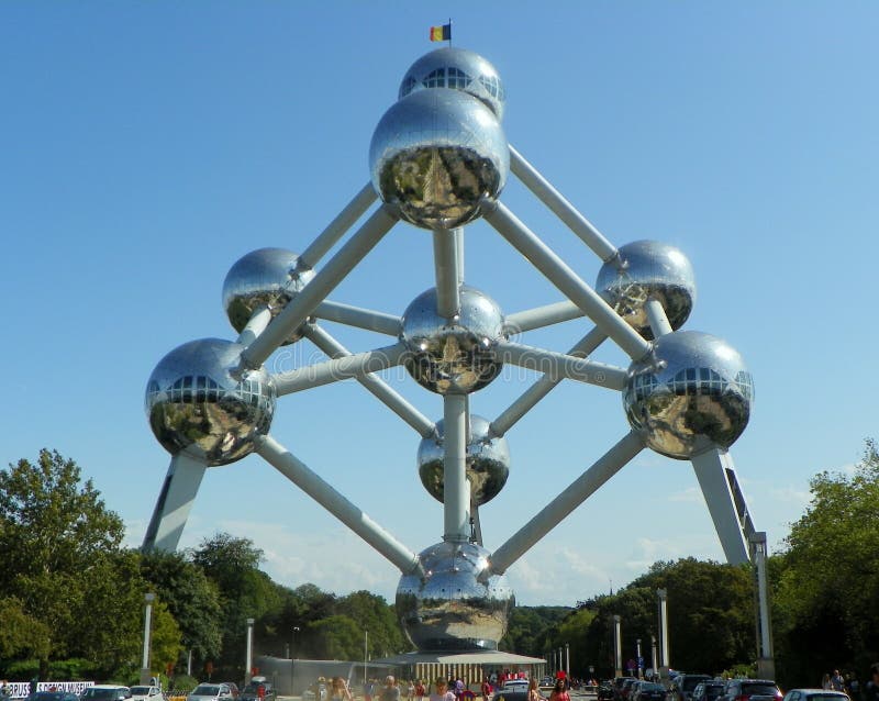 Belgium, Brussels, Square De L Atomium, Atomium Stock Photo - Image of ...