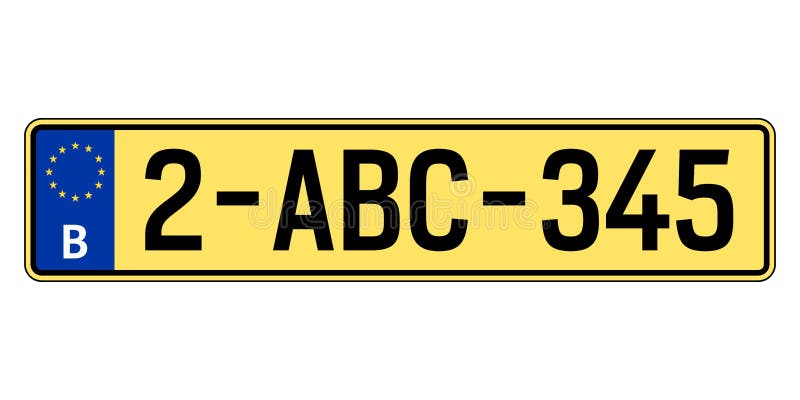 Belgium Car Plate. Vehicle Registration Number Stock Vector ...