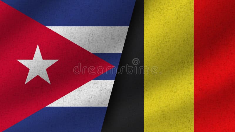 Belgium and Cuba Realistic Two Flags Together Stock Illustration ...