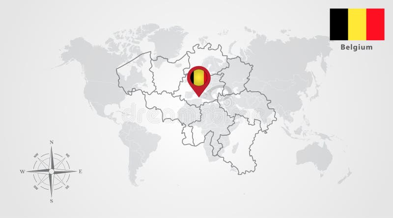 Belgium Flag Icon Design with Map Outline Stock Vector - Illustration ...