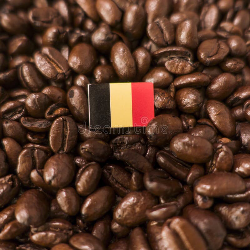 A Belgium Flag Placed Over Roasted Coffee Beans Stock Photo - Image of ...