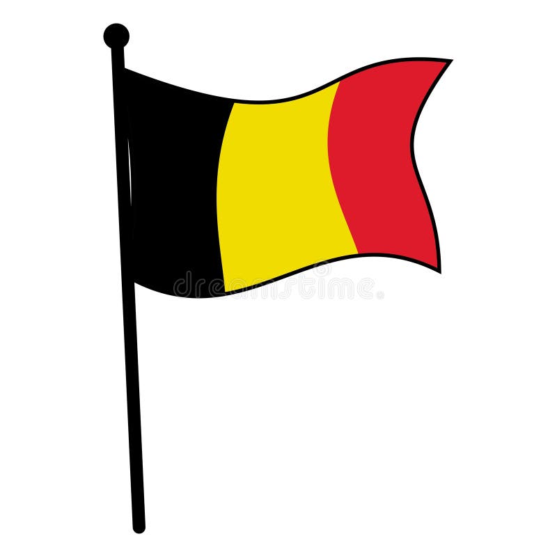 Belgium Flag on Black Pole – Simple Icon for Event, Logo, and Template ...