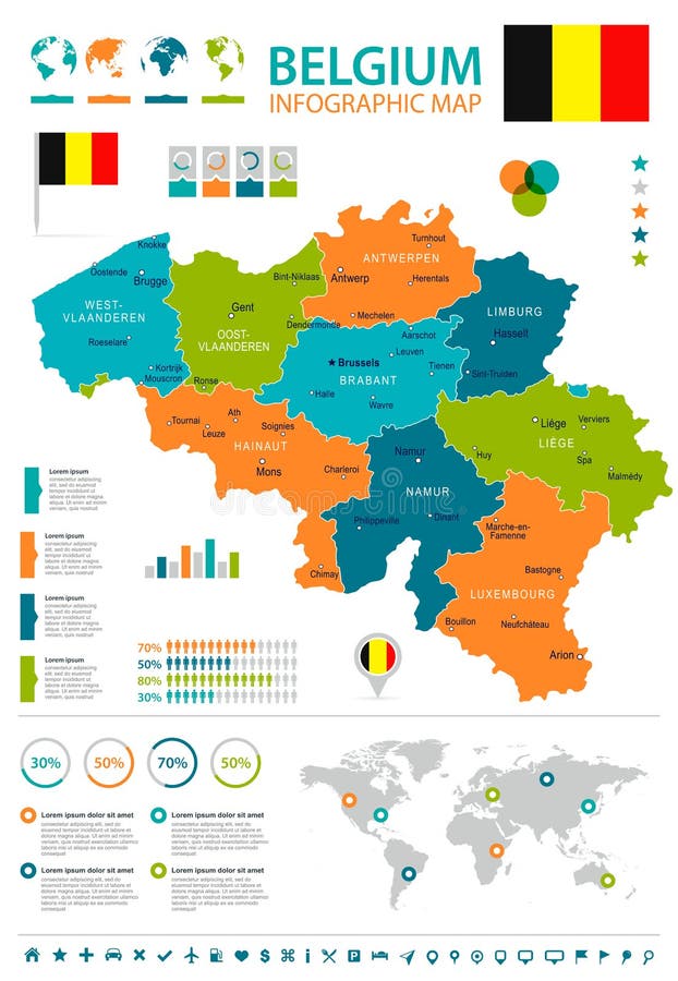 Belgium - Infographic Map and Flag - Illustration Stock Illustration ...