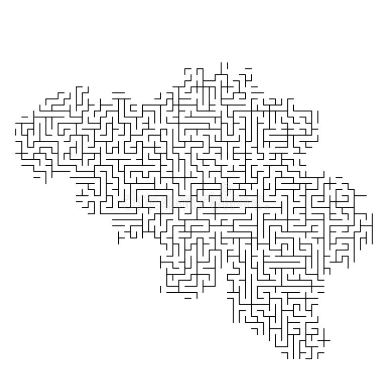 Belgium Map from Black Pattern of the Maze Grid. Vector Illustration ...