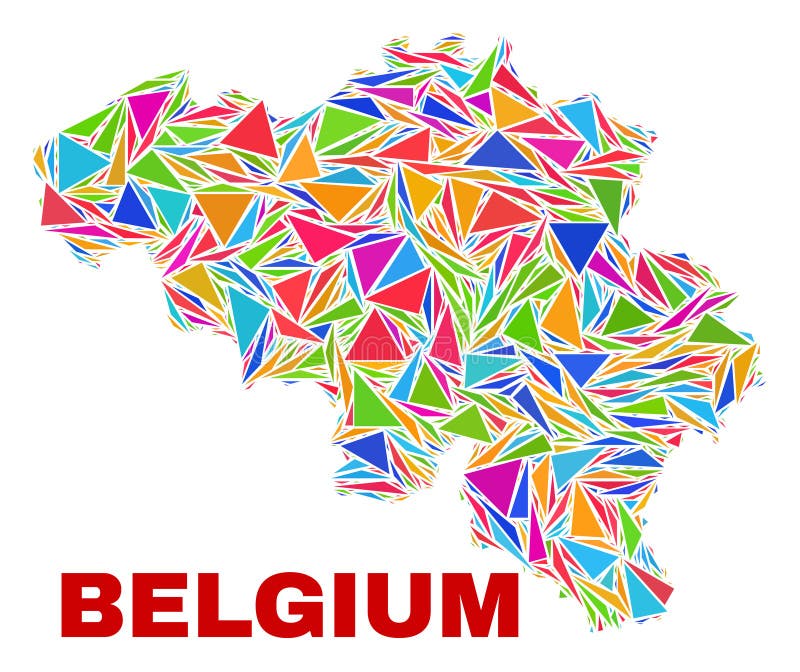Belgium Map - Mosaic of Color Triangles Stock Vector - Illustration of ...