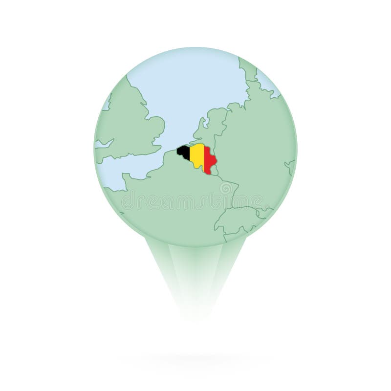 Belgium Map, Stylish Location Icon with Belgium Map and Flag Stock ...