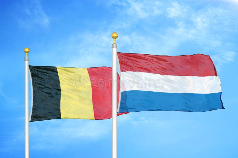 Netherlands Belgium Two Flags Flagpoles Blue Sky Cloudy 192213978 Stock ...