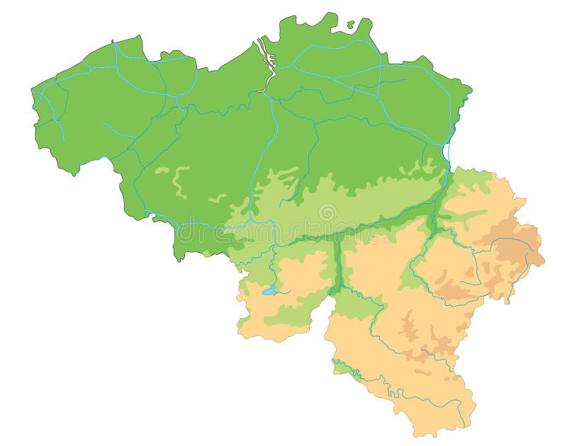 Belgium, shaded relief map stock illustration. Illustration of atlas ...