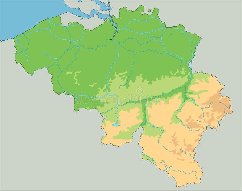 Belgium, shaded relief map stock illustration. Illustration of atlas ...