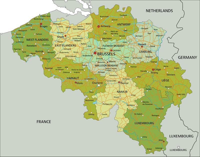 Highly Detailed Editable Political Map with Separated Layers. Belgium ...