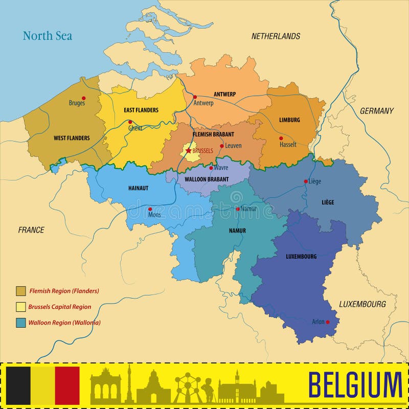 Belgium Political Vector Map with Regions Stock Vector - Illustration ...