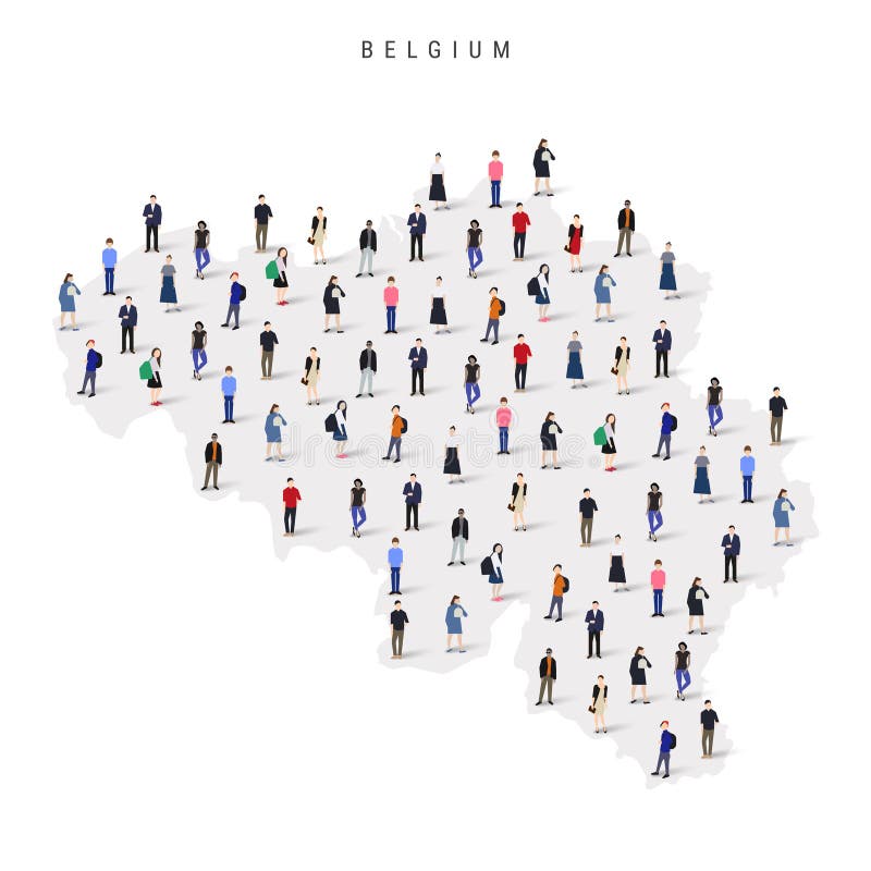 Belgium Population Map. Large Group of People in a Shape of Belgian Map ...
