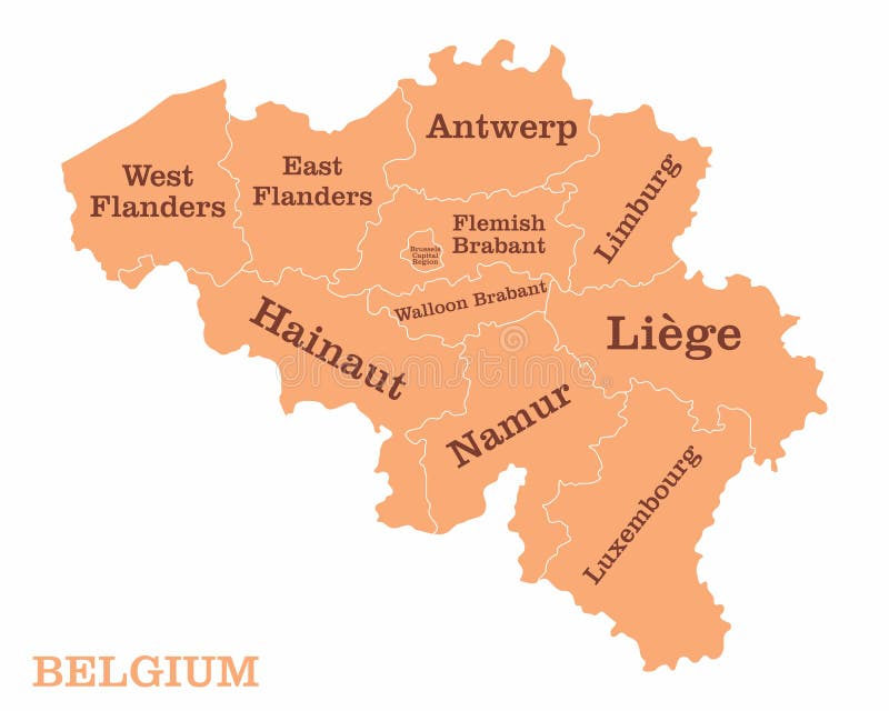 Belgium regions map stock illustration. Illustration of belgian - 181403535