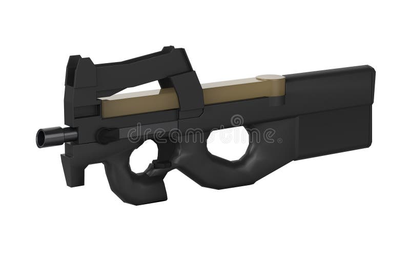 Belgium Submachine Gun Design by 3D Graphic in Isolated Background ...