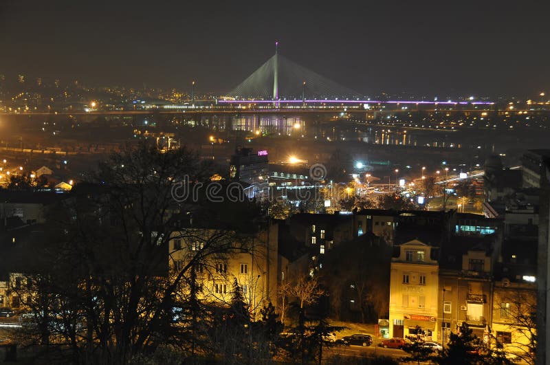 Belgrade at night. Serbia editorial stock photo. Image of darkness ...