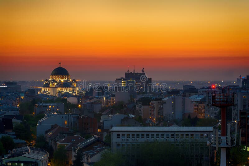 Belgrade Panorama with Temple of Saint Sava Editorial Image - Image of ...