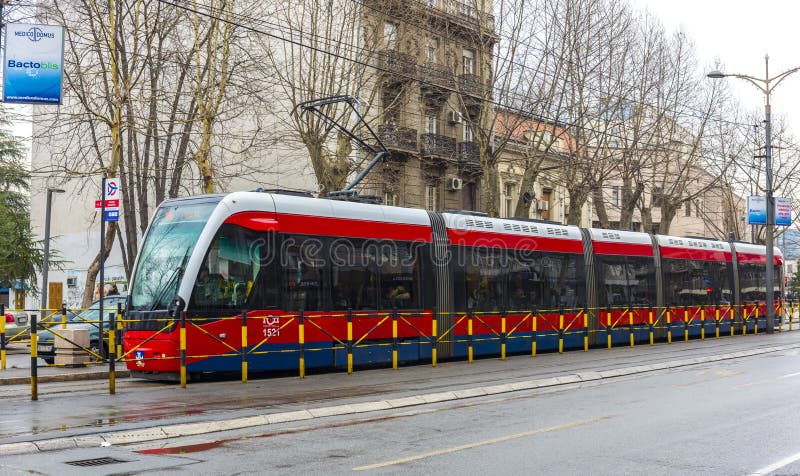Red Tram in Belgrade, Serbia Editorial Image - Image of belgrad ...