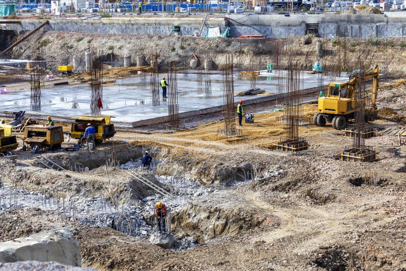 Foundation Work for Building Editorial Stock Image - Image of pour ...