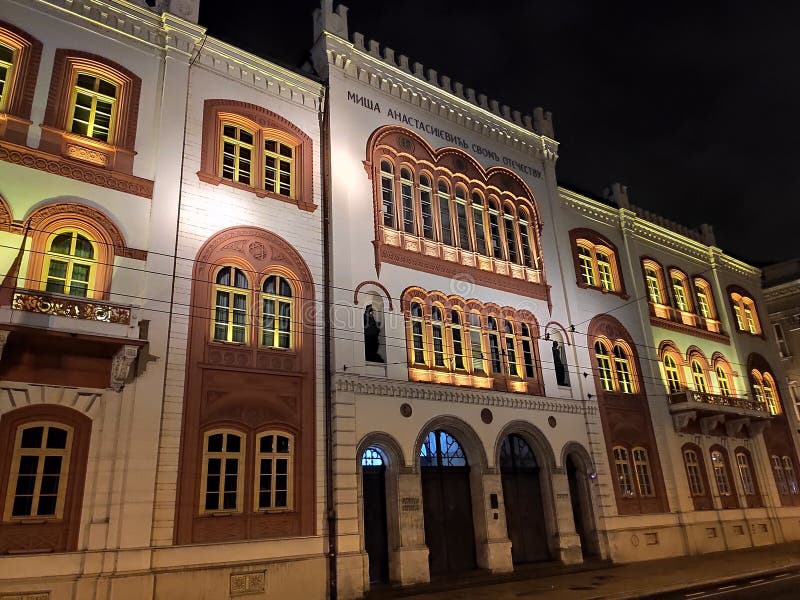 Belgrade Serbia University Bulding by Night Stock Photo - Image of ...