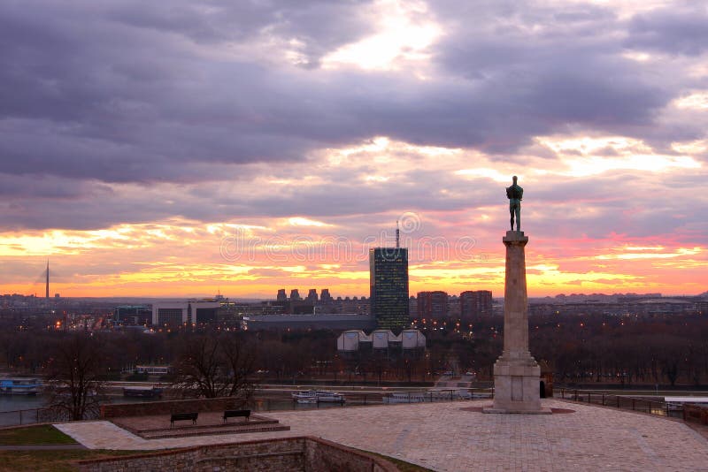 Belgrade sunset stock image. Image of fortress, statue - 22498459