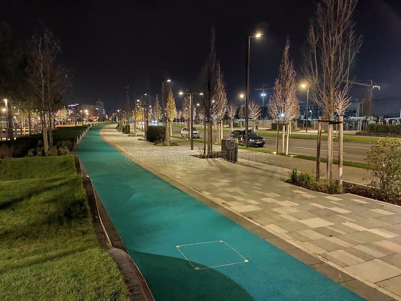 Belgrade Waterfront Serbia Running Path in the Park Stock Photo - Image ...