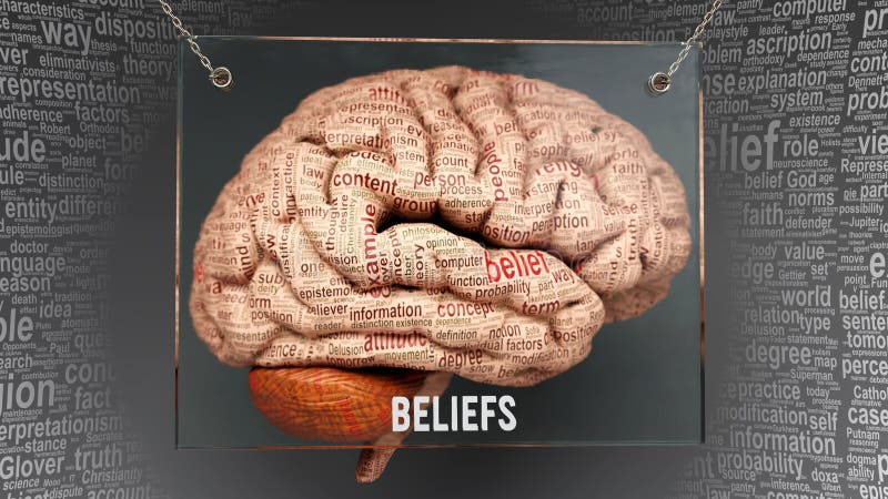 Beliefs in human brain stock illustration. Illustration of mind - 247094111