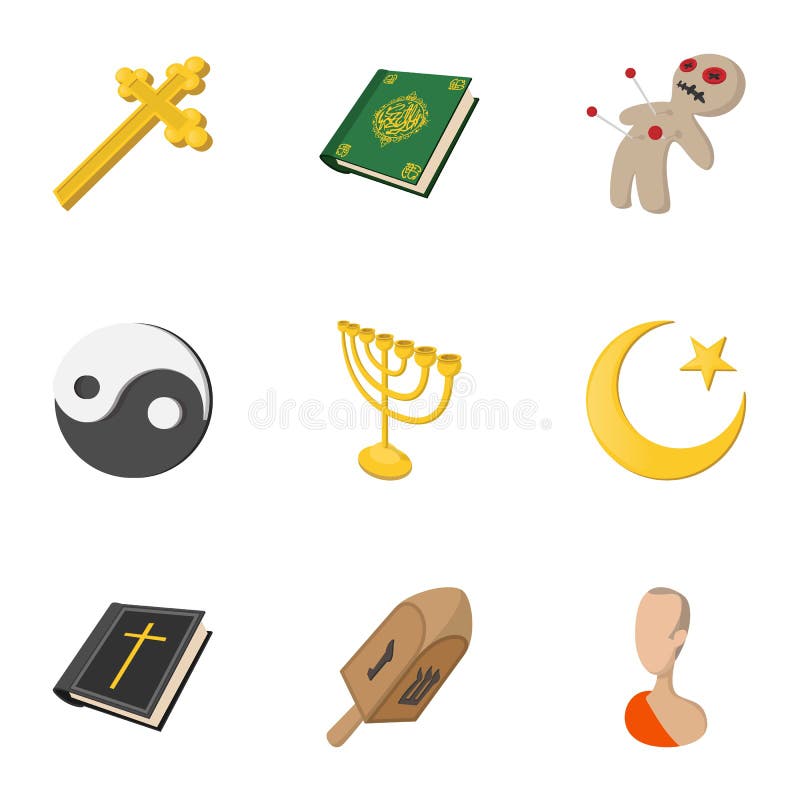 Beliefs Icons Set, Cartoon Style Stock Vector - Illustration of graphic ...
