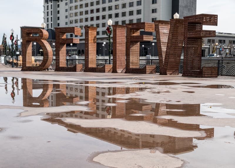 Believe, Downtown Reno, Nevada Editorial Stock Image - Image of metal ...