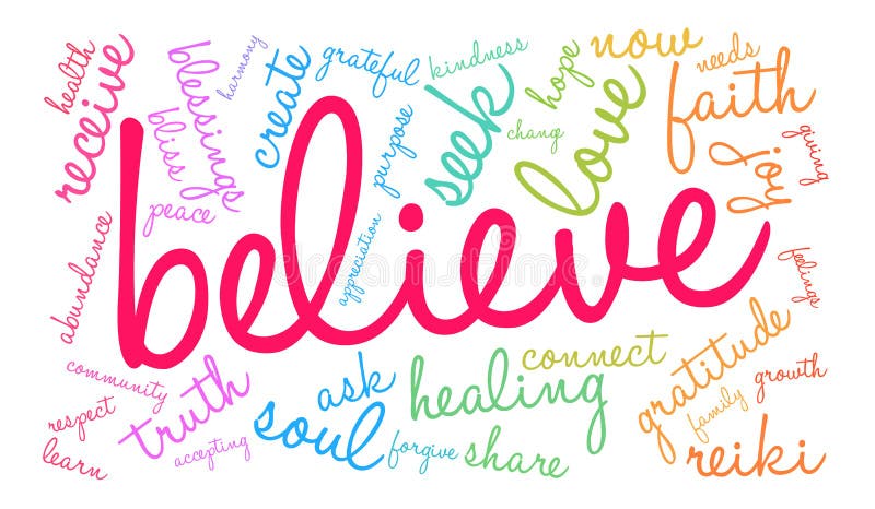Believe Word Cloud stock vector. Illustration of love - 108483227