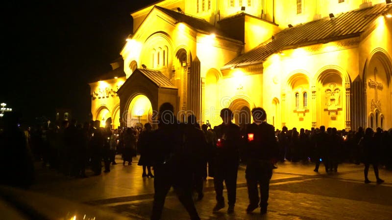 Believers Move Around the Cathedral at Easter in Holy Trinity Cathedral ...