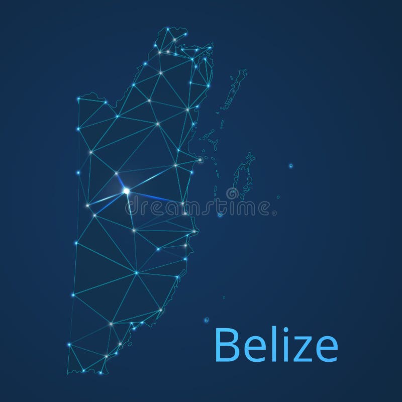 Belize Communication Network Map.Vector Low Poly Image of a Global Map ...