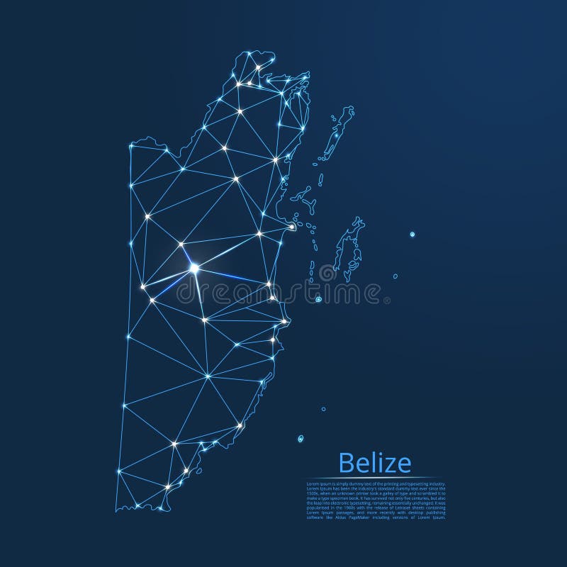 Belize Communication Network Map.Vector Low Poly Image of a Global Map ...