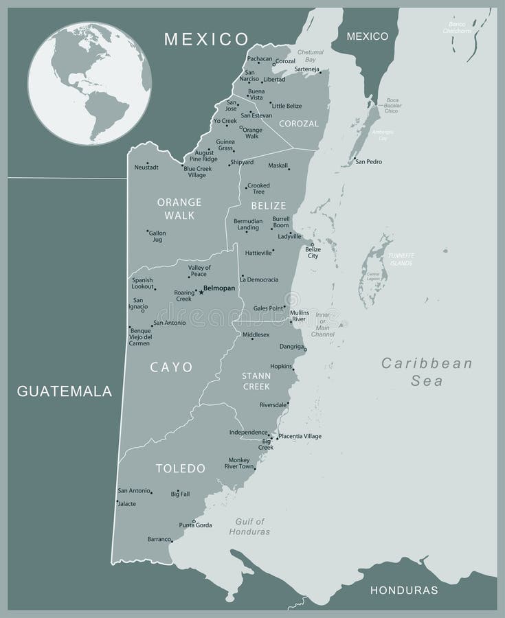 Belize - Detailed Map with Administrative Divisions Country. Vector ...