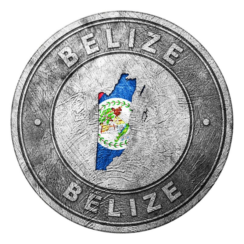 Belize Flag Button with Map Stock Illustration - Illustration of coin ...