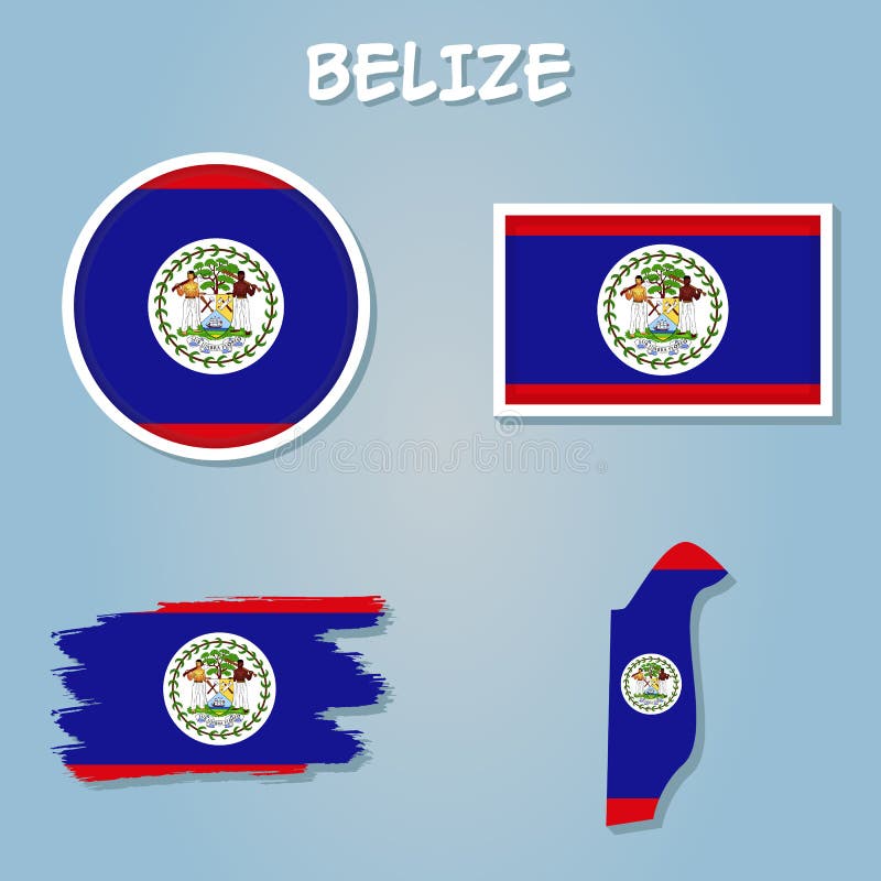 Belize Flag Collection, Vector Icon Set Stock Vector - Illustration of ...