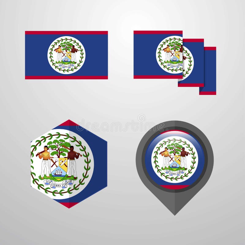 Belize Flag Design Set Vector Stock Vector - Illustration of icon ...