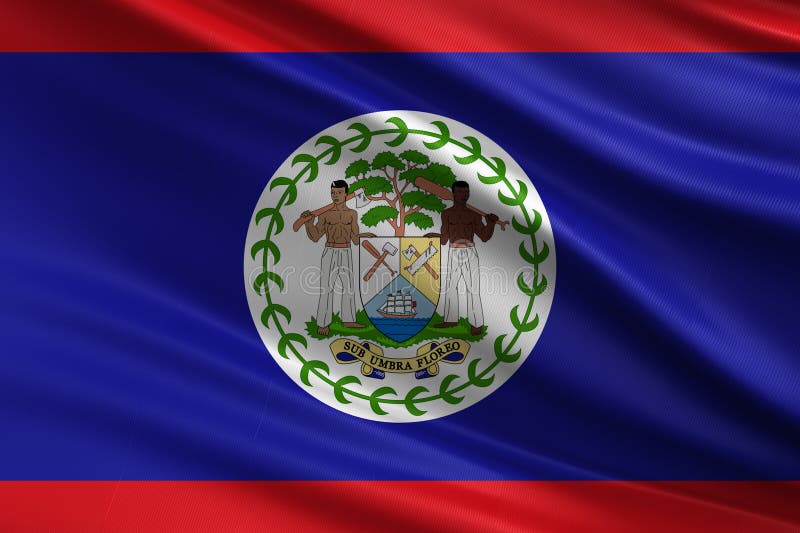 Belize Flag with Fabric Texture, Official Colors, 3D Illustration Stock ...