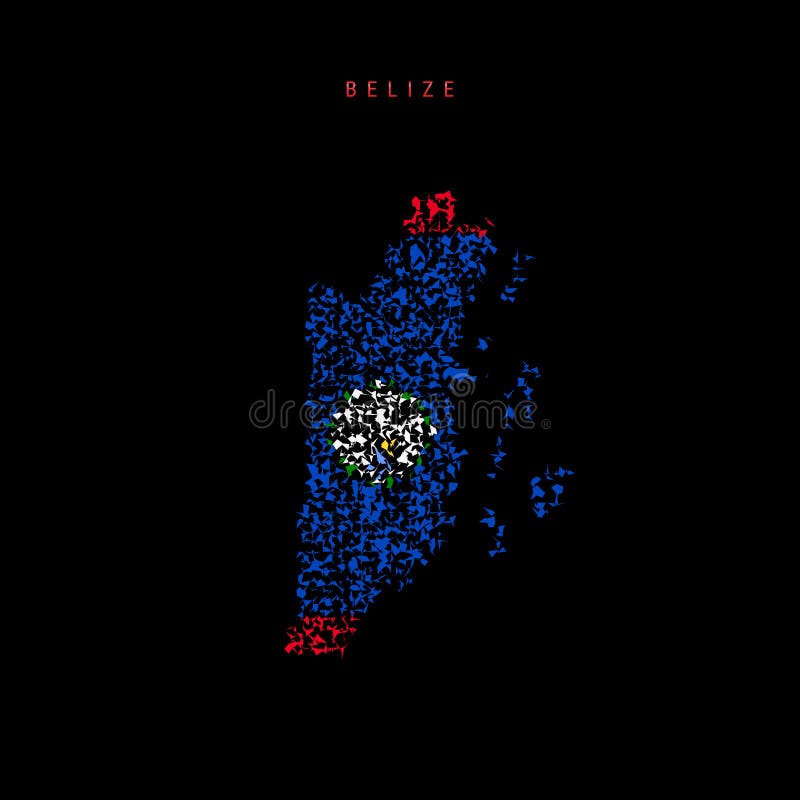 Belize Flag Map, Chaotic Particles Pattern in the Belizean Flag Colors ...