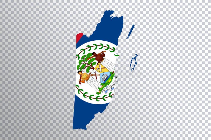 Belize Flag and Map, Transparent Background Stock Illustration ...