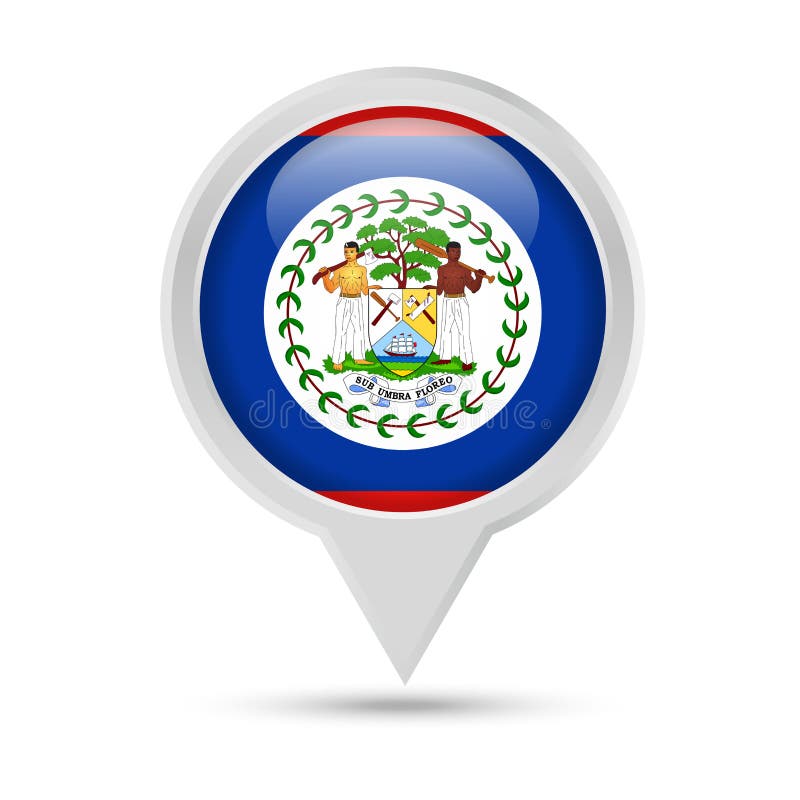 Belize Flag Round Pin Vector Icon Stock Illustration - Illustration of ...